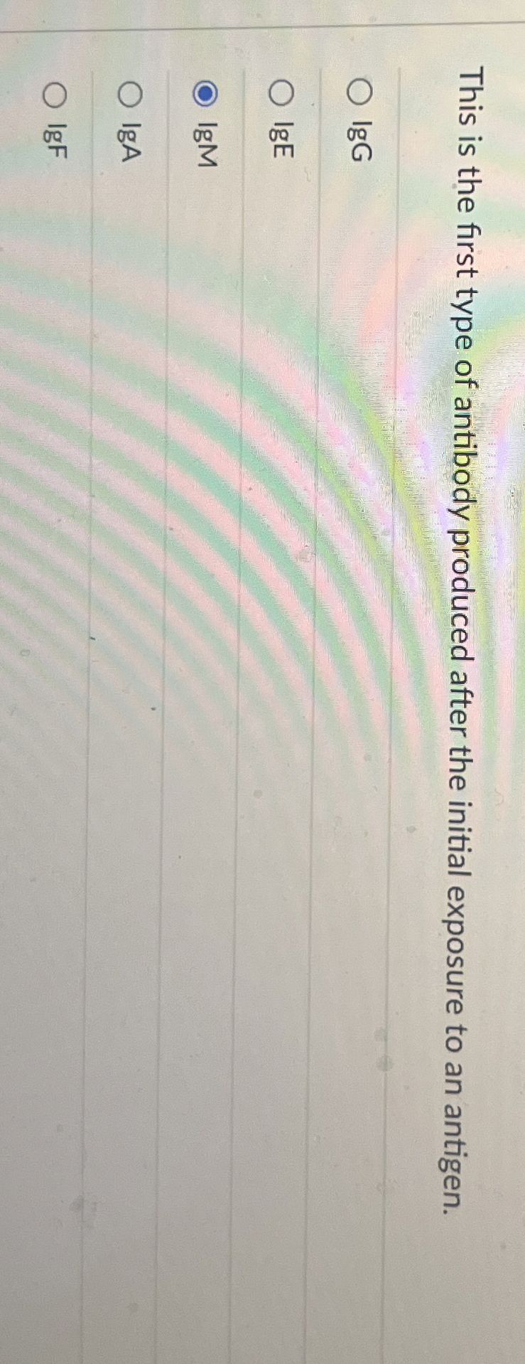 Solved This is the first type of antibody produced after the | Chegg.com