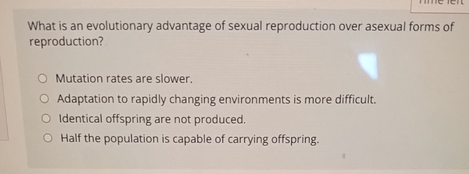 Solved What is an evolutionary advantage of sexual | Chegg.com