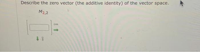 Solved Describe the zero vector (the additive identity) of | Chegg.com
