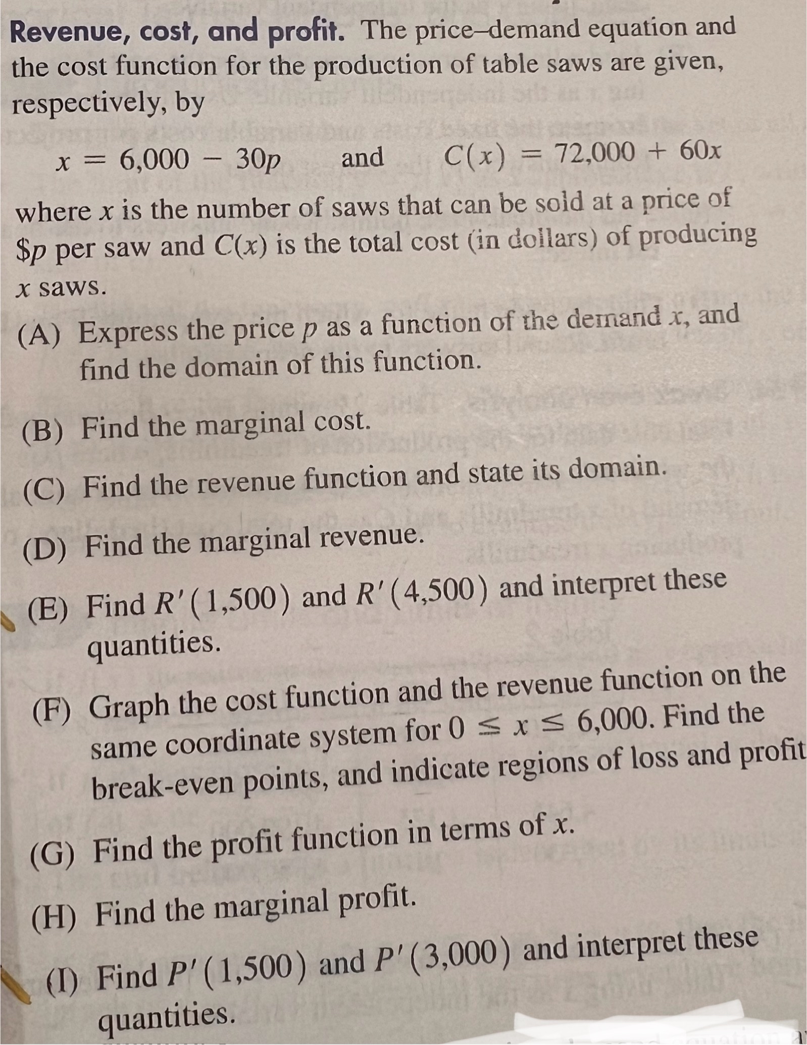 Solved Revenue, cost, and profit. The price-demand equation | Chegg.com