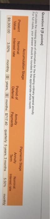 Solved Question 8 [5 points) Calculate the missing piece of | Chegg.com