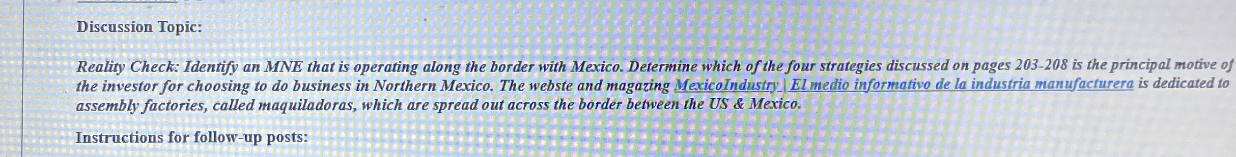 Solved Discussion Topic:Reality Check: Identify an MNE that | Chegg.com
