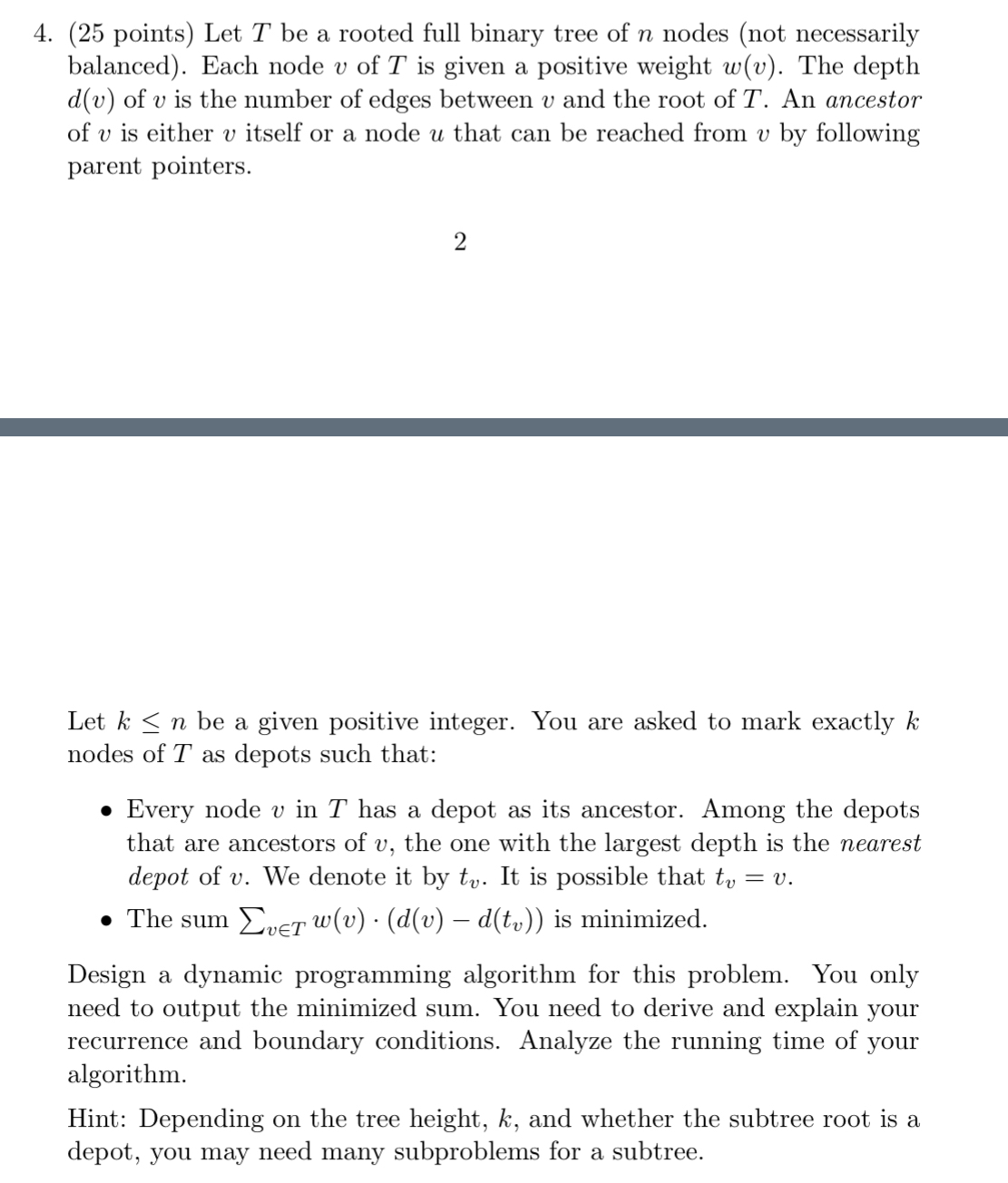 Solved (25 ﻿points) ﻿Let T ﻿be a rooted full binary tree of | Chegg.com