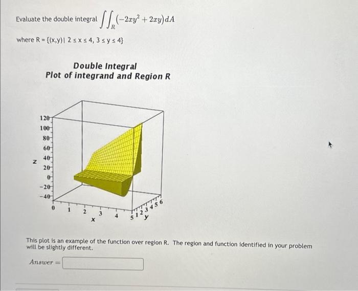 Solved Evaluate the double integral ∬R(−2xy2+2xy)dA where | Chegg.com