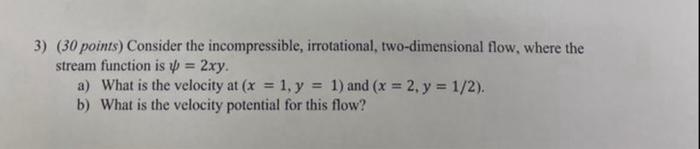 Solved 3) (30 points) Consider the incompressible, | Chegg.com