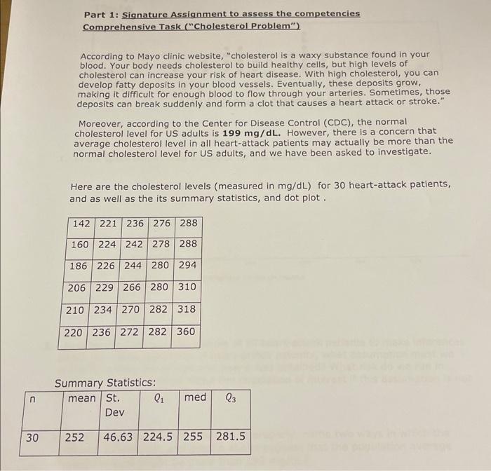 Solved Part 1: Signature Assignment to assess the | Chegg.com