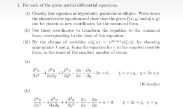 Solved For each of the given partial differential | Chegg.com