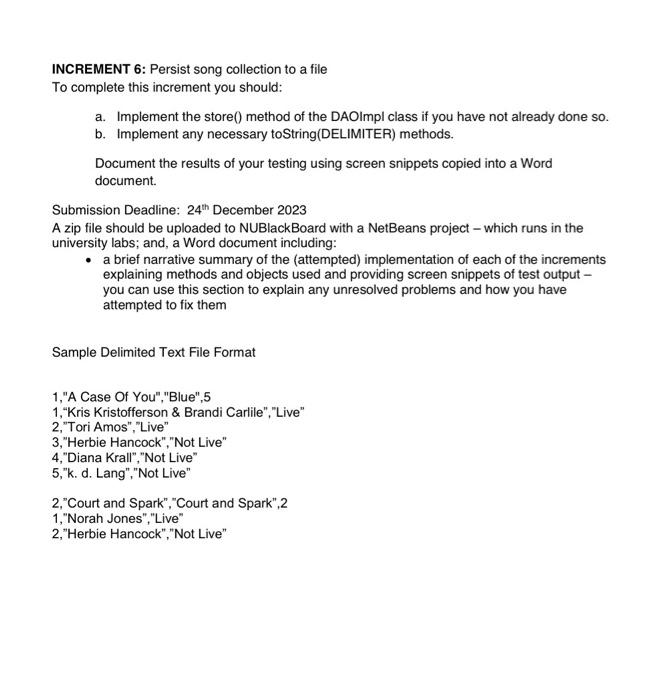 Solved 1. Increment 1: Load song data information from a | Chegg.com