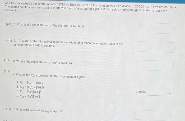 Solved (2pts) Determination of a Solubility Product Constant | Chegg.com