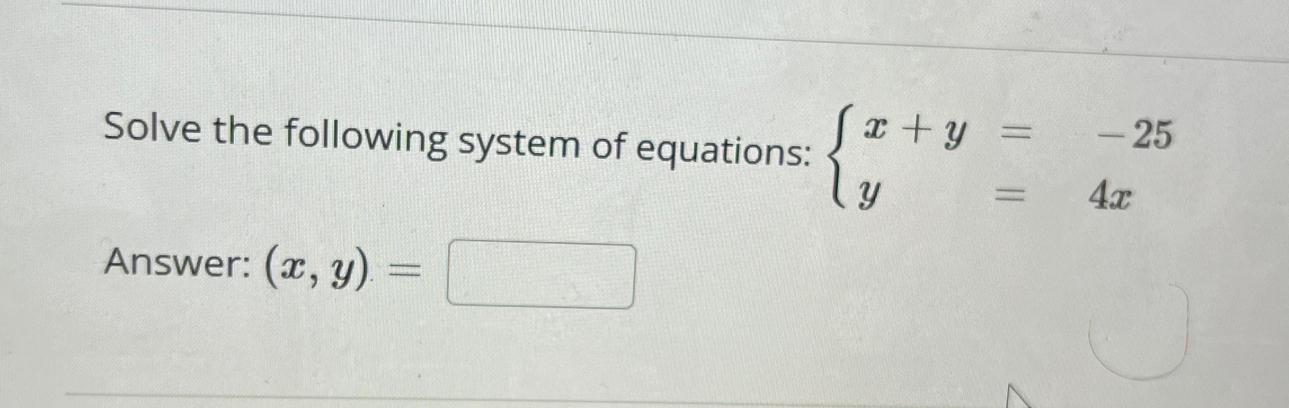 Solved Solve the following system of equations: | Chegg.com