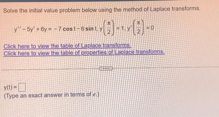 Solved Solve the initial value problem below using the | Chegg.com