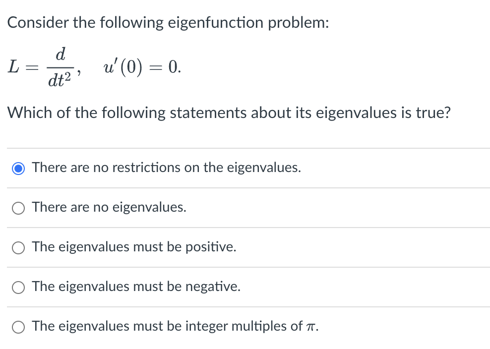 Consider the following eigenfunction | Chegg.com