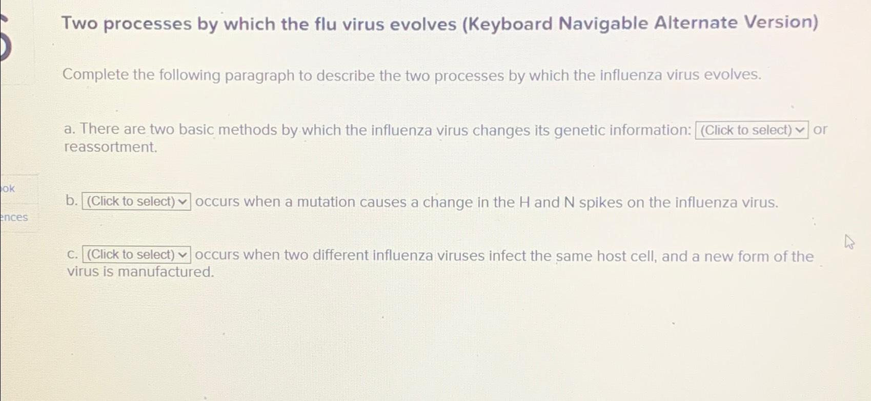 Solved Two processes by which the flu virus evolves | Chegg.com