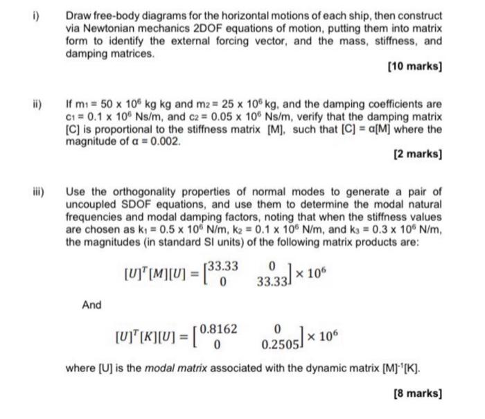 Solved Q3. Two ships are shown in Figure Q3a moored together | Chegg.com