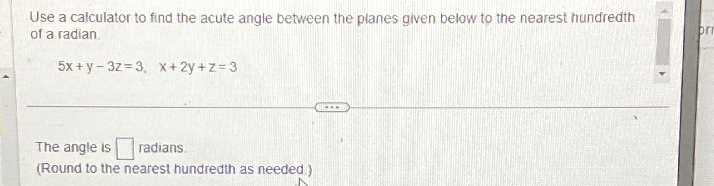 Solved Use a calculator to find the acute angle between the | Chegg.com