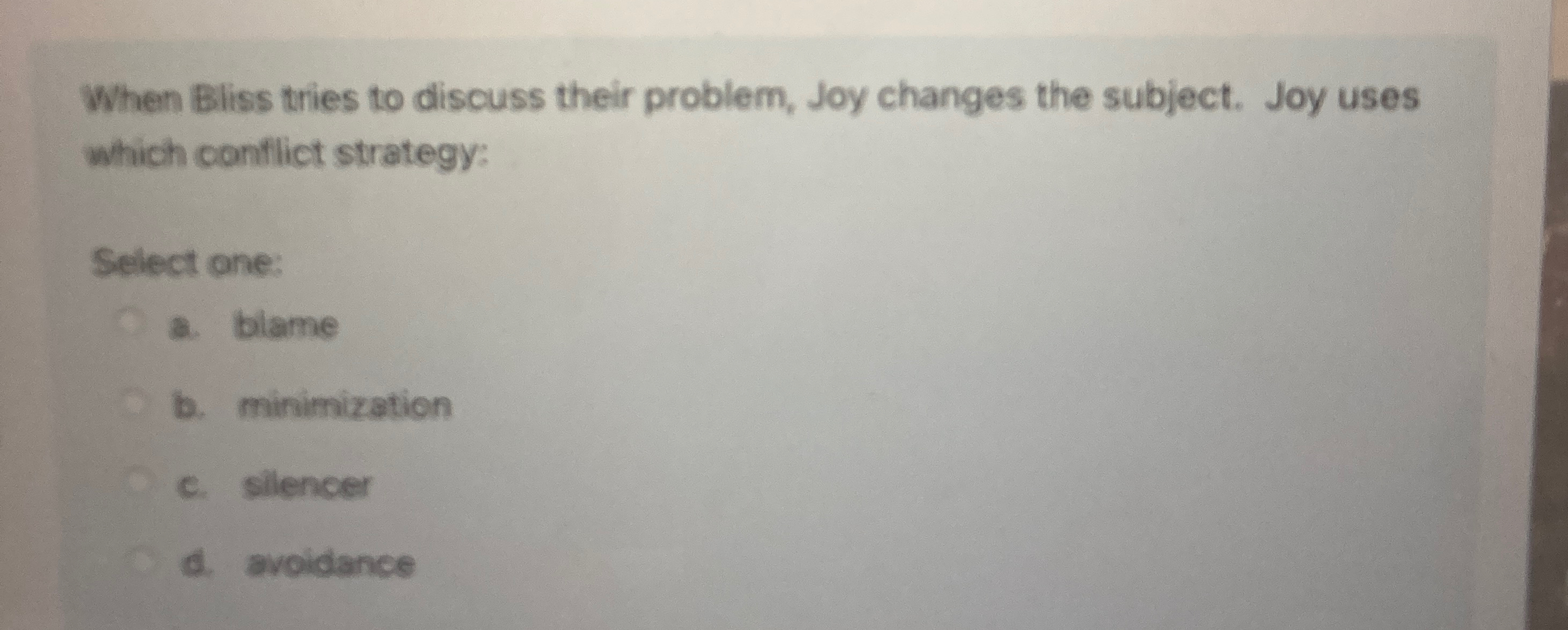 Solved When Bliss tries to discuss their problem, Joy | Chegg.com
