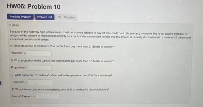 Solved Hw06 Problem 10 Previous Problem Problem List Next