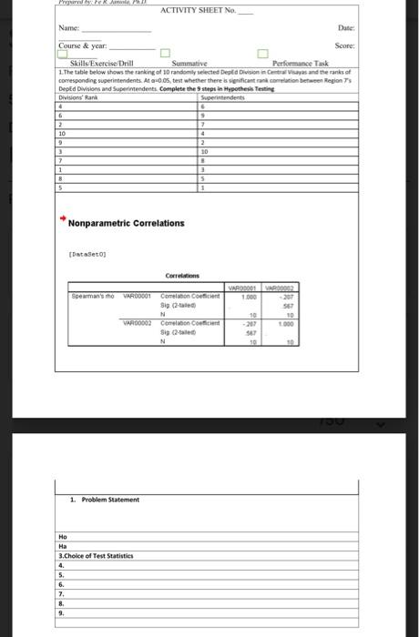 Nonparametric Correlations Jdatasetal