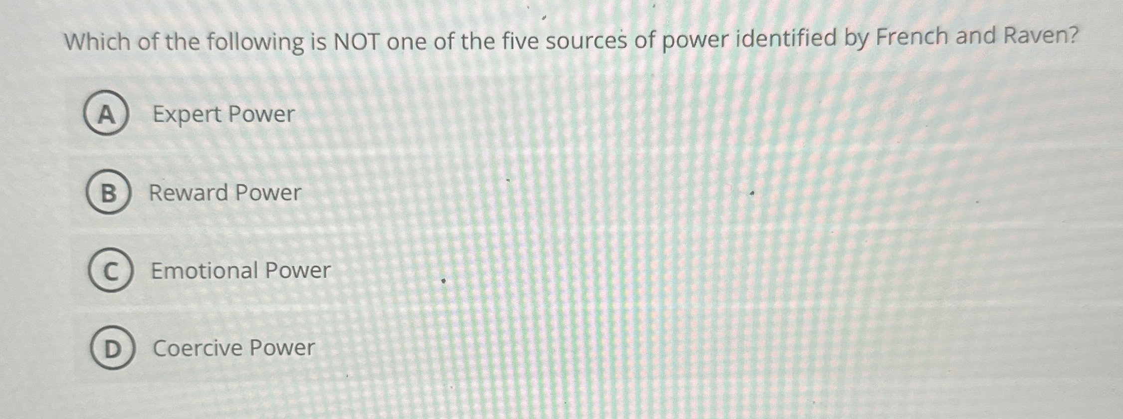 Solved Which of the following is NOT one of the five sources | Chegg.com