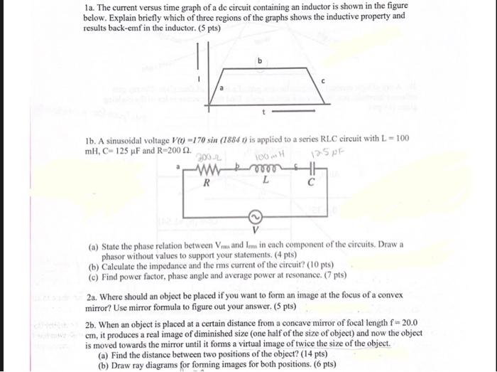 Solved 1a. The current versus time graph of a de circuit | Chegg.com