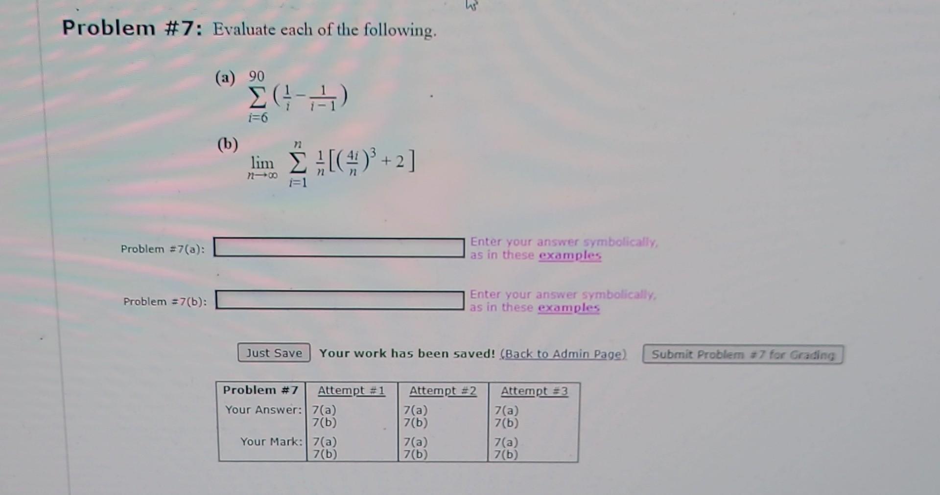 Solved Problem \#7: Evaluate each of the following. (a) | Chegg.com
