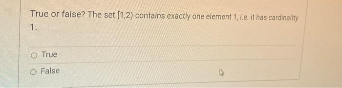 Solved True or false? The set (1,2) contains exactly one | Chegg.com