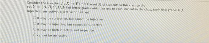 Solved Consider the function f:X,Y from the set X of | Chegg.com