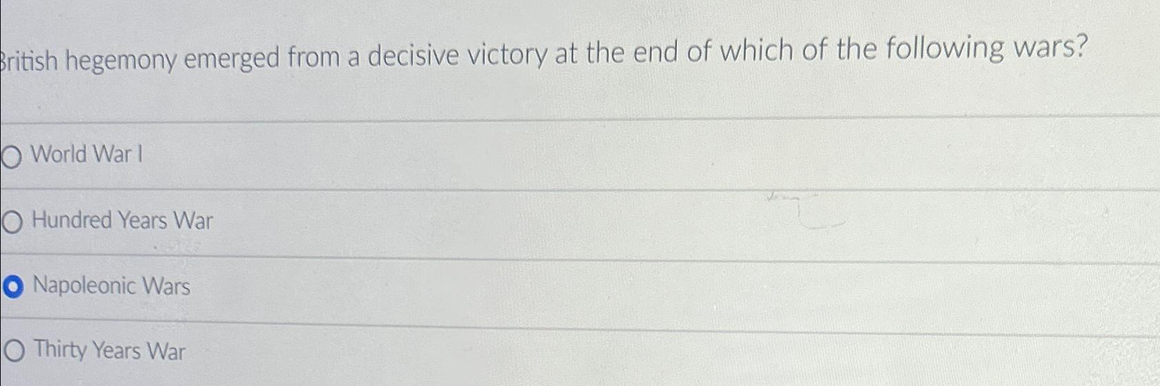 Solved British hegemony emerged from a decisive victory at | Chegg.com