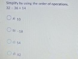 Solved Simplify by using the order of | Chegg.com