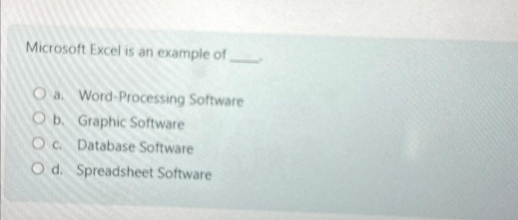 Solved Microsoft Excel is an example ofa. ﻿Word-Processing | Chegg.com