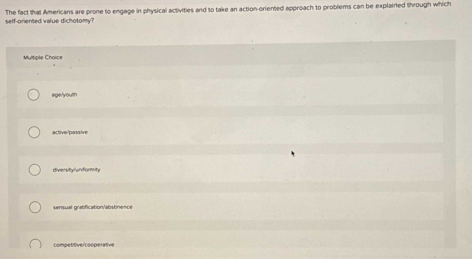 Solved The fact that Americans are prone to engage in | Chegg.com