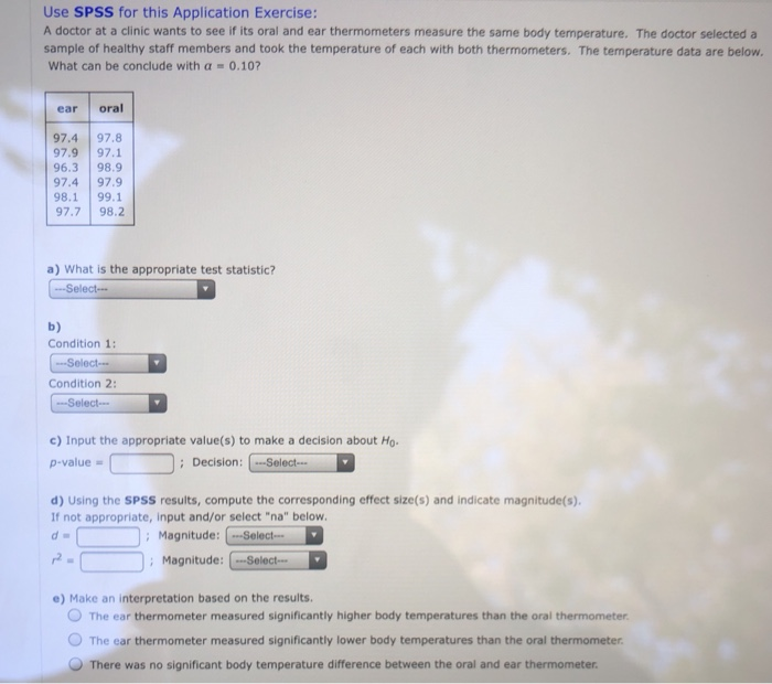 Solved Use SPSS for this Application Exercise: A doctor at a | Chegg.com