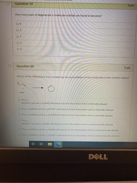 Solved Question 19 4 pts How many pairs of degenerate | Chegg.com