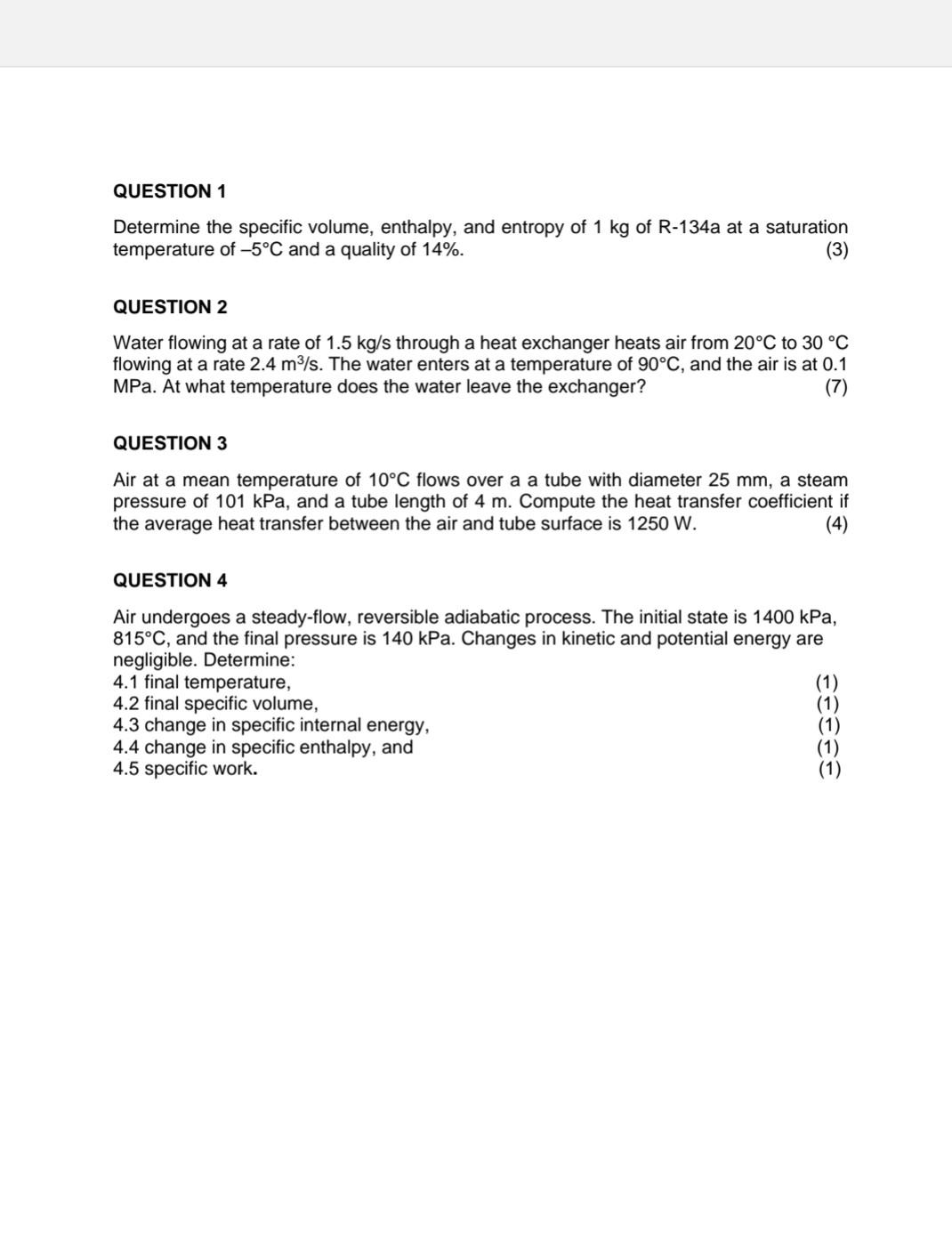Solved QUESTION 1 Determine the specific volume, enthalpy, | Chegg.com