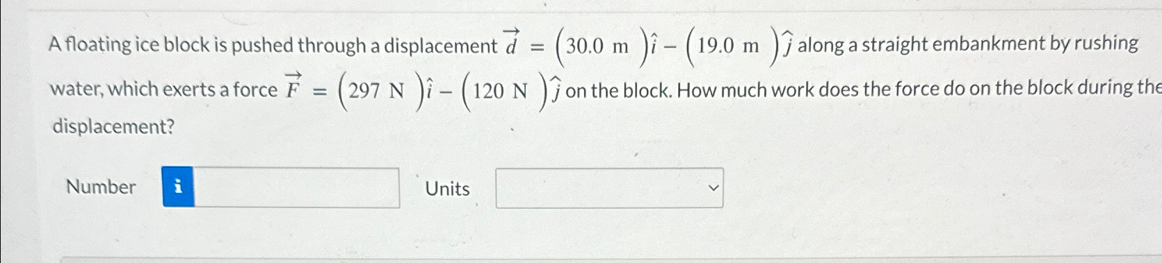Solved A floating ice block is pushed through a displacement | Chegg.com