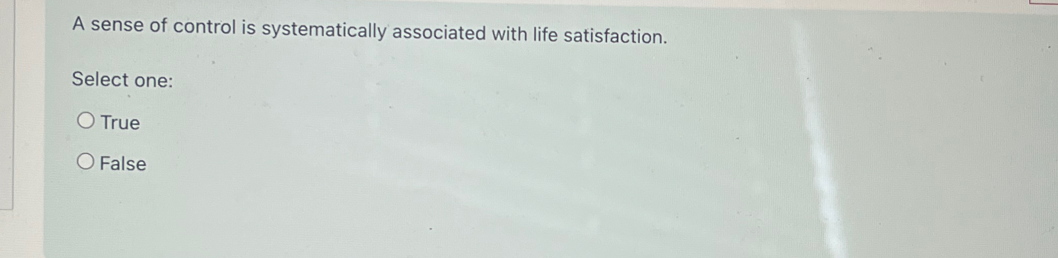 Solved A sense of control is systematically associated with | Chegg.com