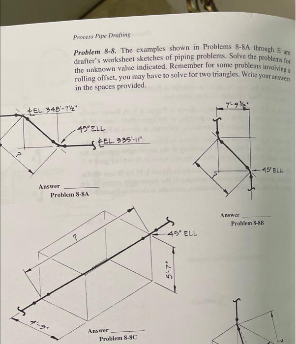 Solved Process Pipe Drafting Problem 8-8. The examples shown | Chegg.com