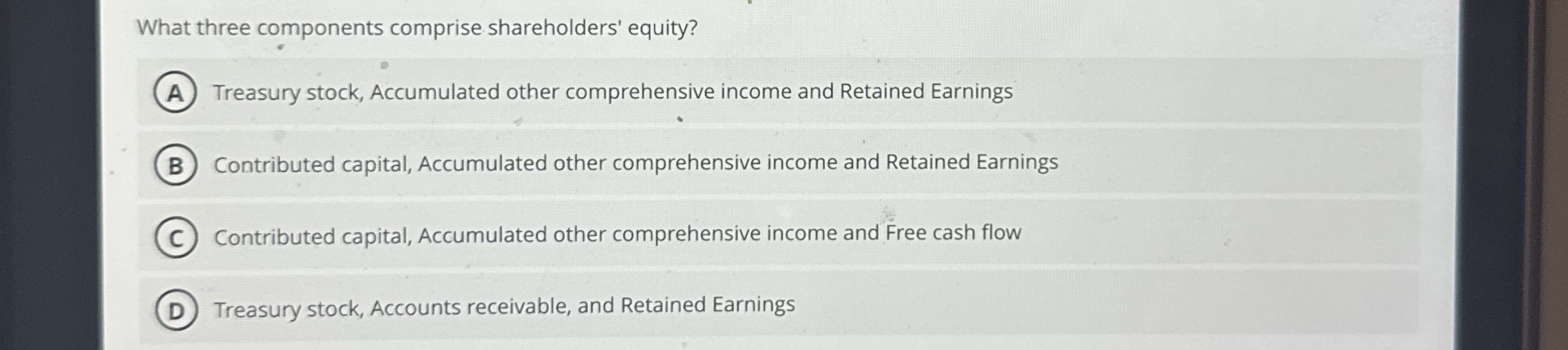 Solved What three components comprise shareholders' | Chegg.com