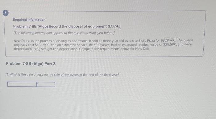 Solved Required information Problem 7.8B (Algo) Record the | Chegg.com