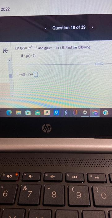 Solved Let f(x)=5x2+3 and g(x)=−4x+6. Find the following. | Chegg.com