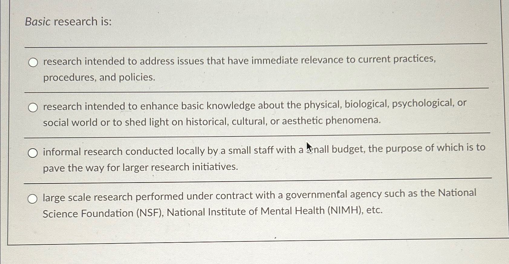 Solved Basic research is:research intended to address issues | Chegg.com