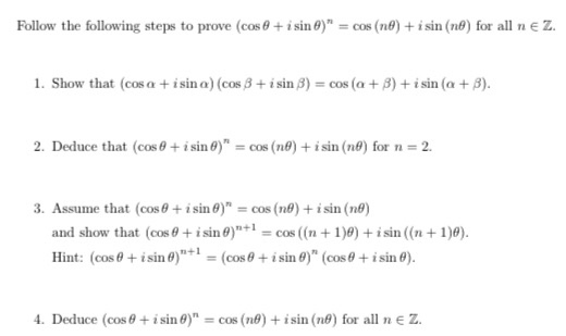 Solved Follow the following steps to prove (cos8+ i sin 8)" | Chegg.com