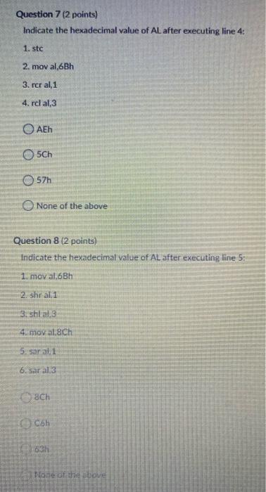 Solved What will be the hexadecimal values of DX, AX, and | Chegg.com