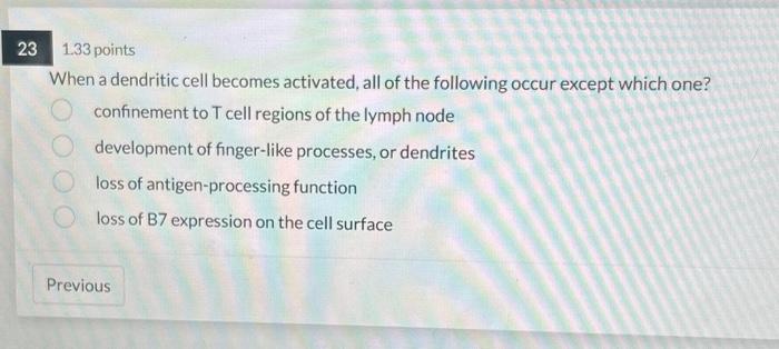 Solved hen a dendritic cell becomes activated, all of the | Chegg.com