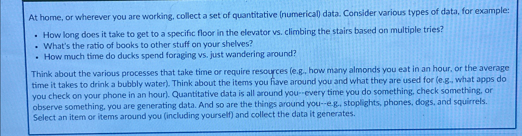 Solved At home, or wherever you are working, collect a set | Chegg.com