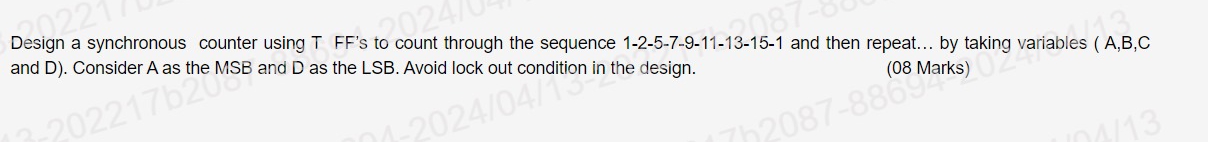 Solved Design A Synchronous Counter Using T ﻿ffs To Count 5068