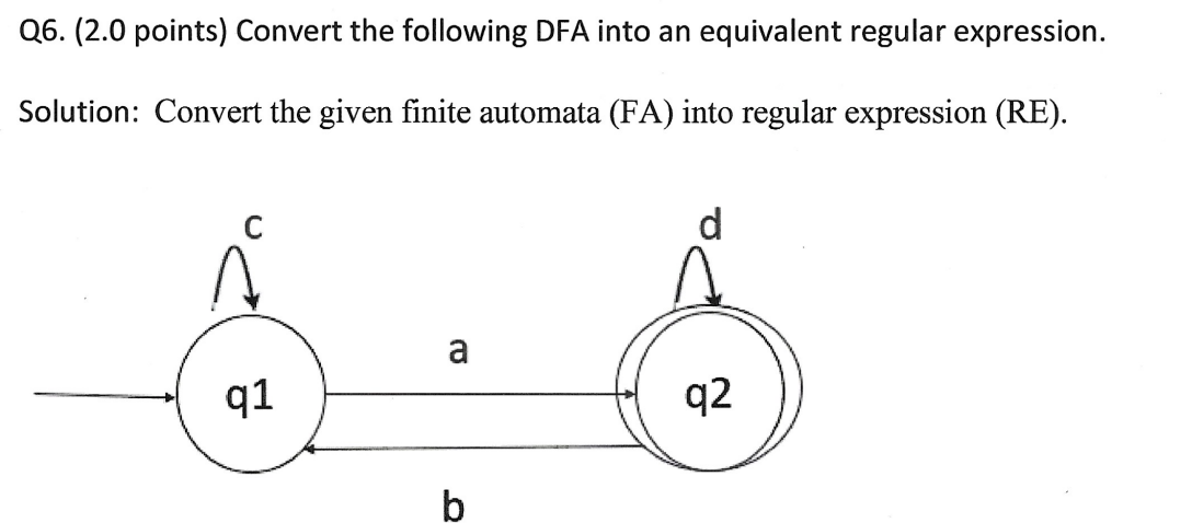 Solved Q6.Convert the following DFA into an equivalent | Chegg.com