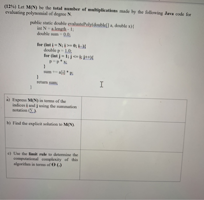 Solved (12%) Let M(N) be the total number of multiplications | Chegg.com