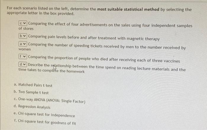 Solved For each scenario listed on the left, determine the | Chegg.com