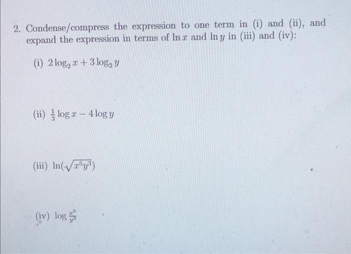 Solved 2. Condense/compress the expression to one term in | Chegg.com